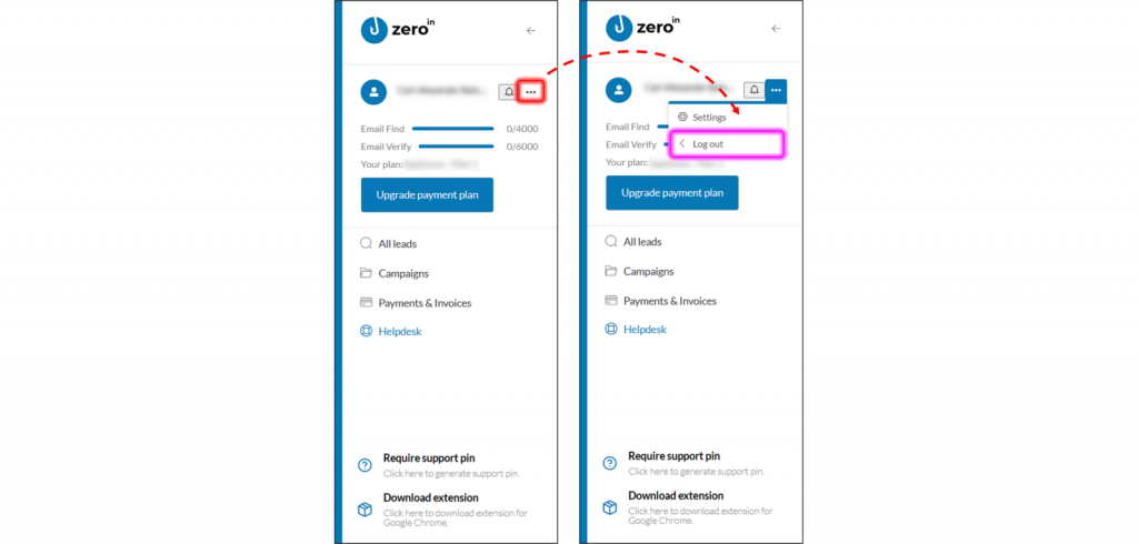 Logging out - ZeroIn